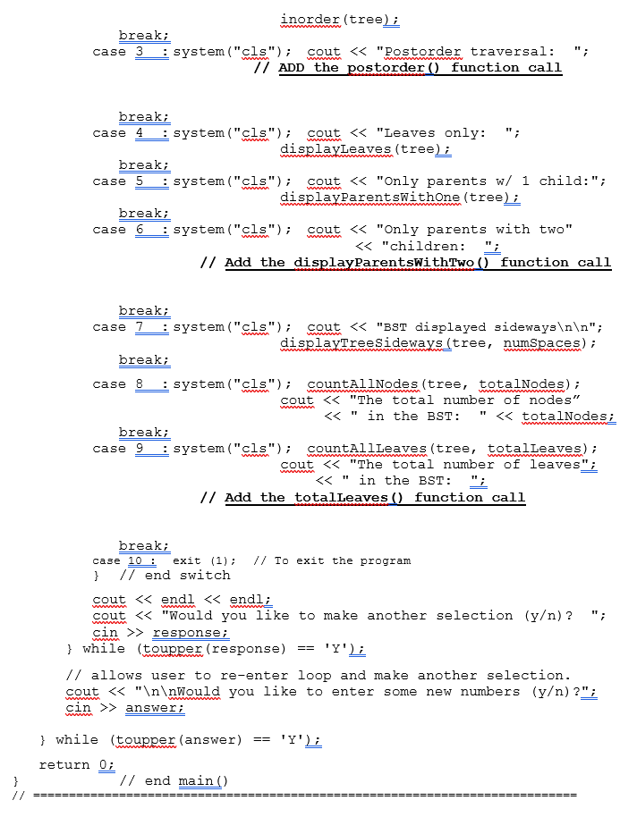 Solved BST implementation (using a struct) 1.) Copy and | Chegg.com