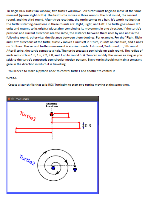 Solved In single ROS TurtleSim window, two turtles will | Chegg.com