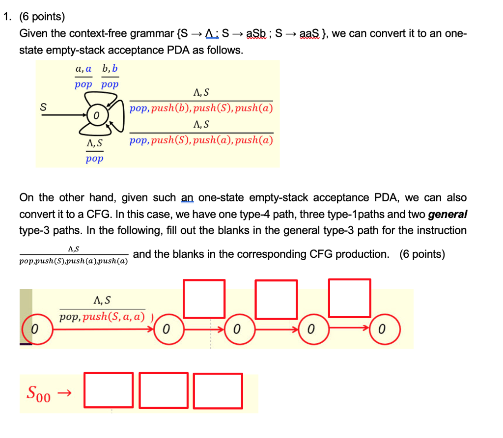 Solved 6 Points State Empty Stack Acceptance Pda As 