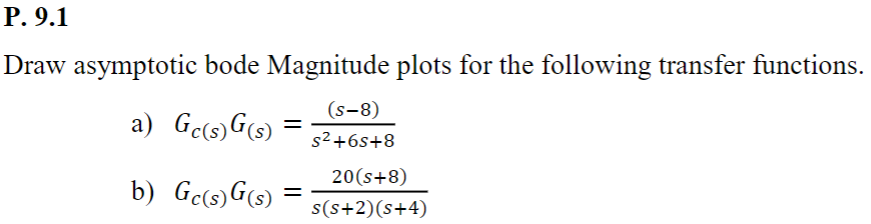 Solved Draw asymptotic bode Magnitude plots for the | Chegg.com