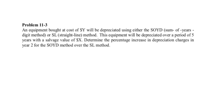 Solved Problem 11-3 An equipment bought at cost of SY will | Chegg.com