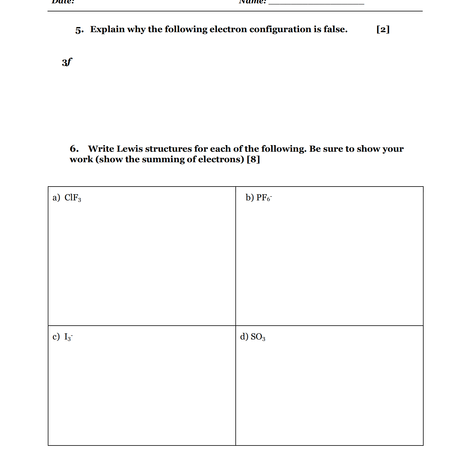 Solved 5. Explain why the following electron configuration | Chegg.com