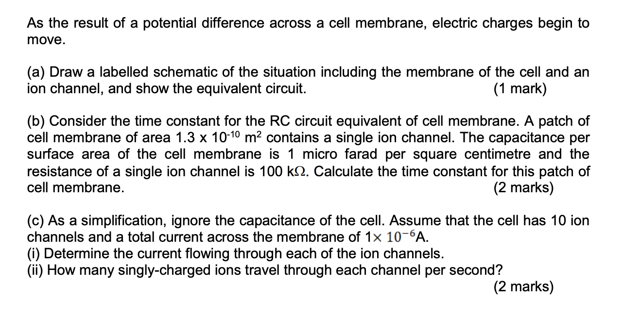 Solved As the result of a potential difference across a cell | Chegg.com