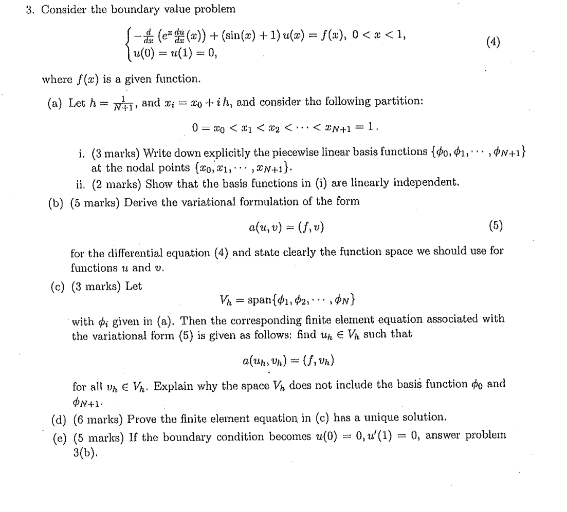 Solved 3. Consider the boundary value problem . (4) set (en | Chegg.com