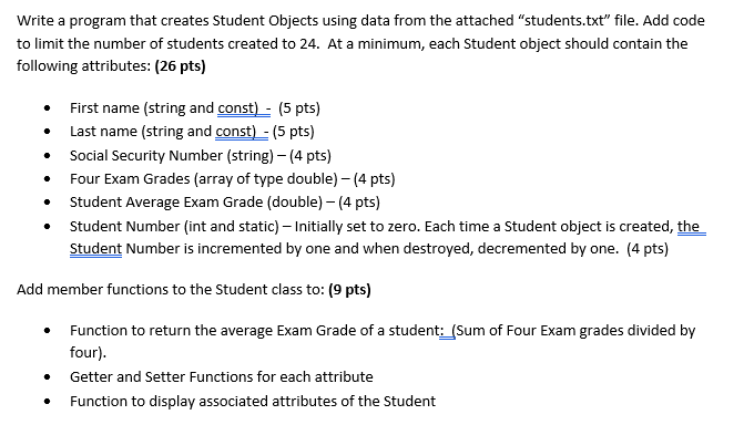 Solved Write a program that creates Student Objects using | Chegg.com