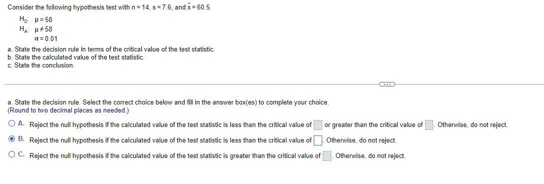 Solved Consider the following hypothesis test | Chegg.com