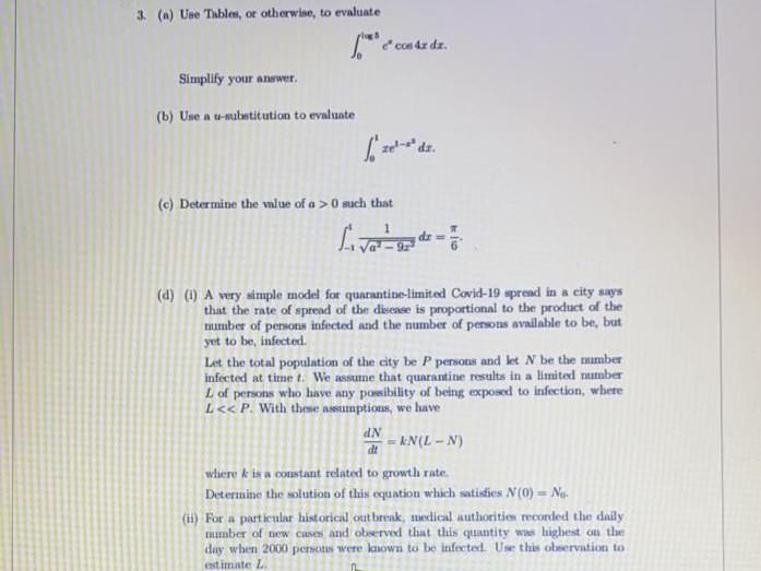 Solved 3. (a) Use Tables, or otherwise, to evaluate ecos de | Chegg.com