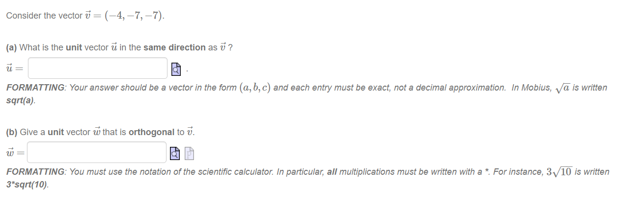 Solved Consider the vector v=(−4,−7,−7). (a) What is the | Chegg.com