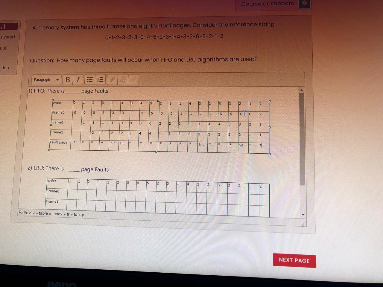 Solved A memory system has three frames and eight virtual | Chegg.com