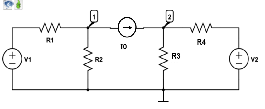 Solved |2 R1 R4 I0 + V1 R3 V2 R2 15 R5 R4 R3 i4 + Vg |ig | Chegg.com