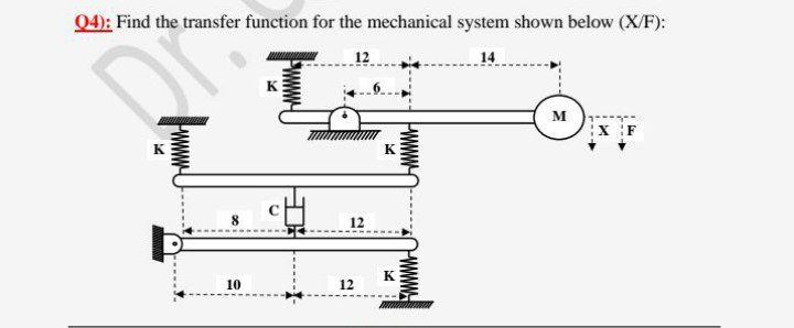Solved 04): Find the transfer function for the mechanical | Chegg.com