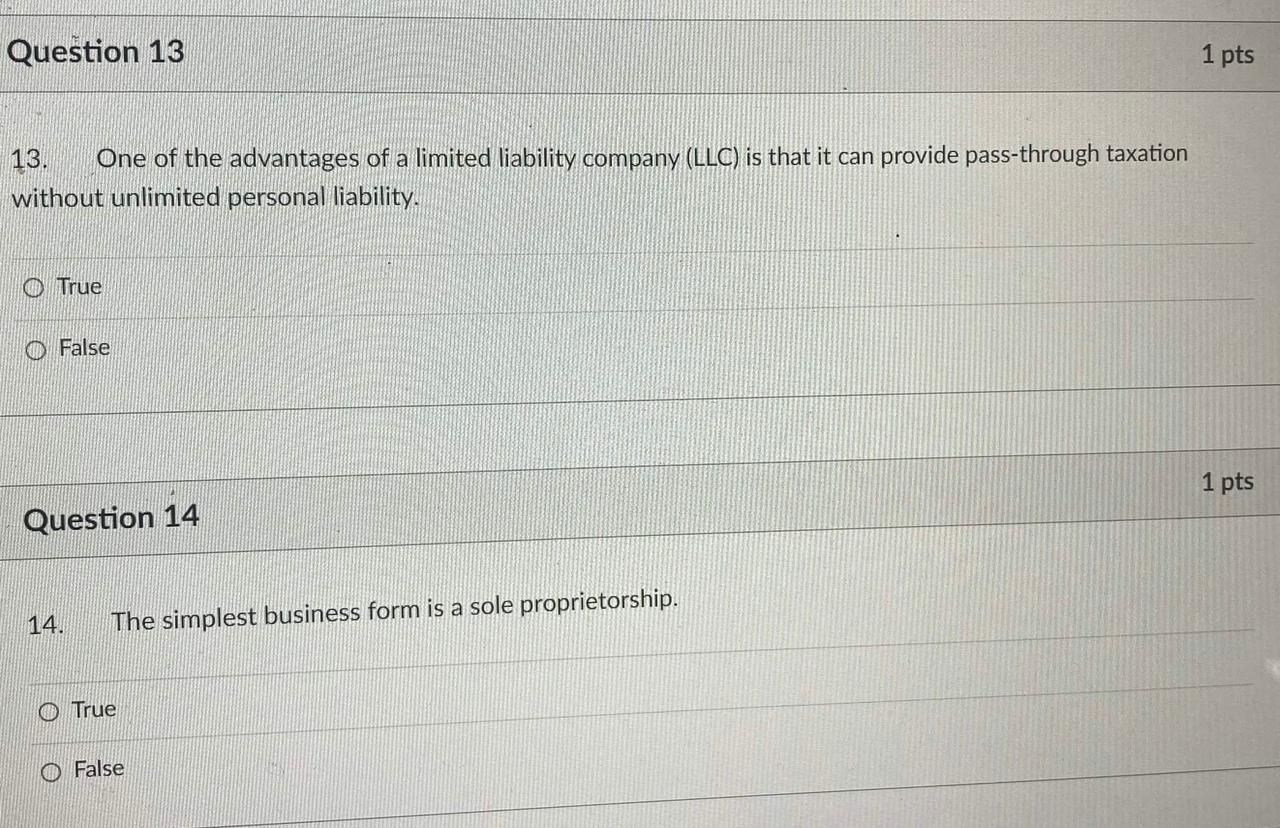 Solved 13. One of the advantages of a limited liability | Chegg.com