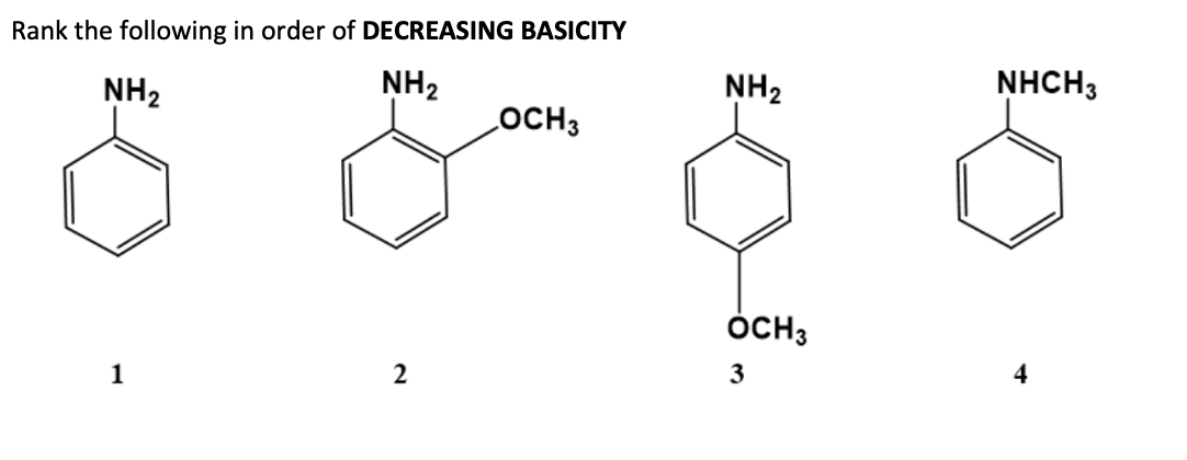 Solved Rank the following in order of DECREASING BASICITY | Chegg.com