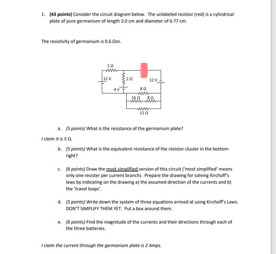 Solved 1. (43 points) Consider the circuit diagram below. | Chegg.com