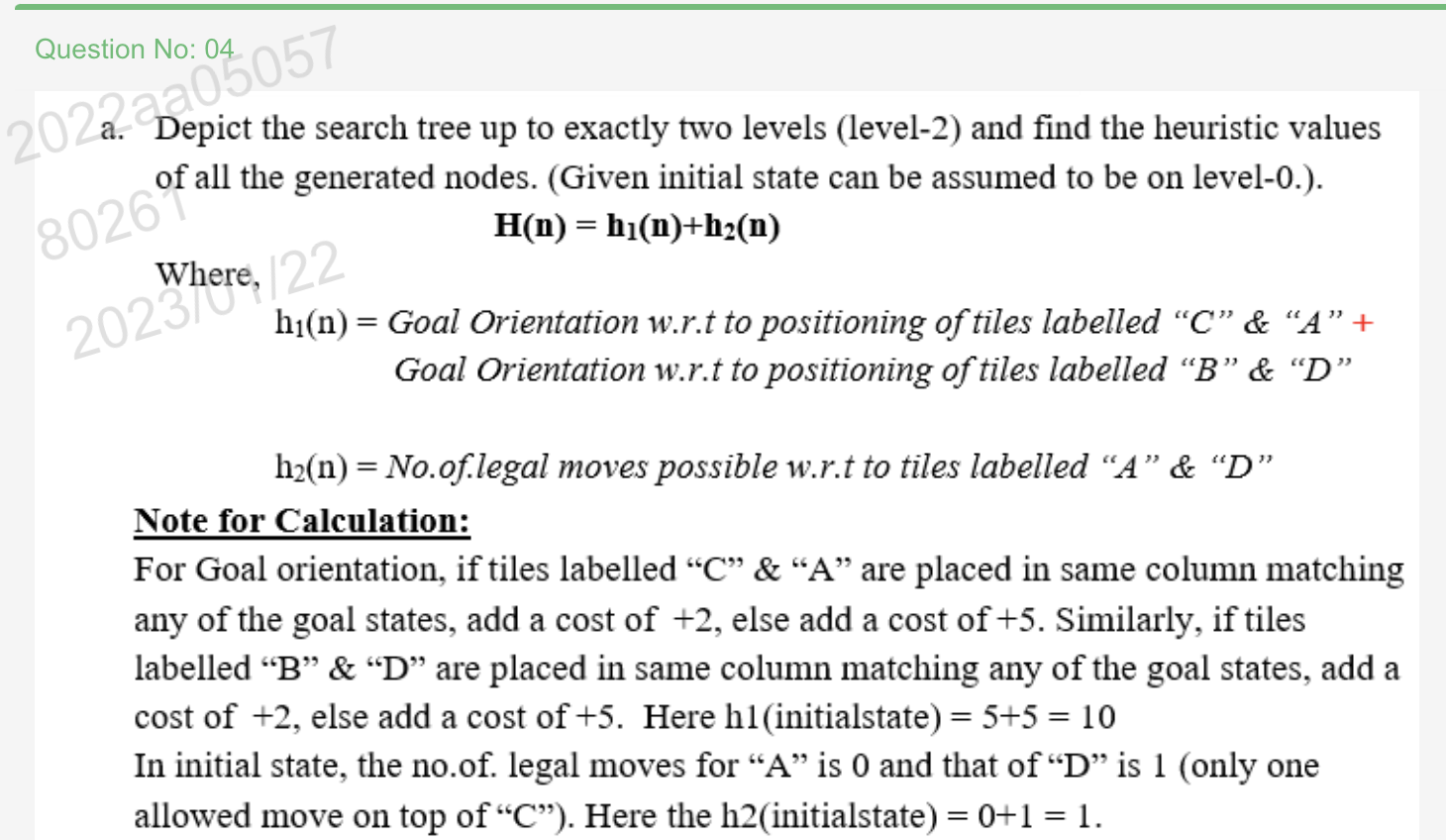 Solved Consider the below initial and goal states (three | Chegg.com