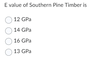 Solved E value of Southern Pine Timber is | Chegg.com