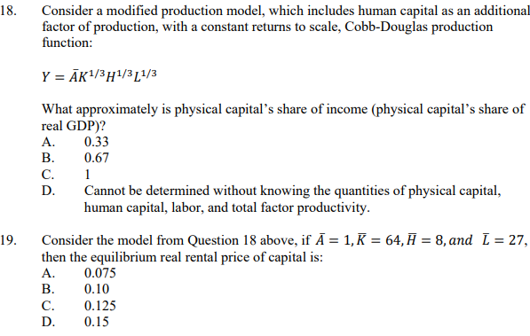 Solved 18. Consider a modified production model, which | Chegg.com