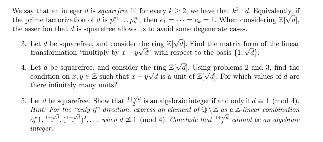 Solved We ﻿say that an ﻿integer d is ﻿squarefree if, ﻿for | Chegg.com