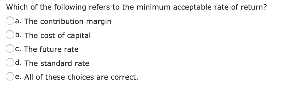 Solved Which of the following refers to the minimum | Chegg.com