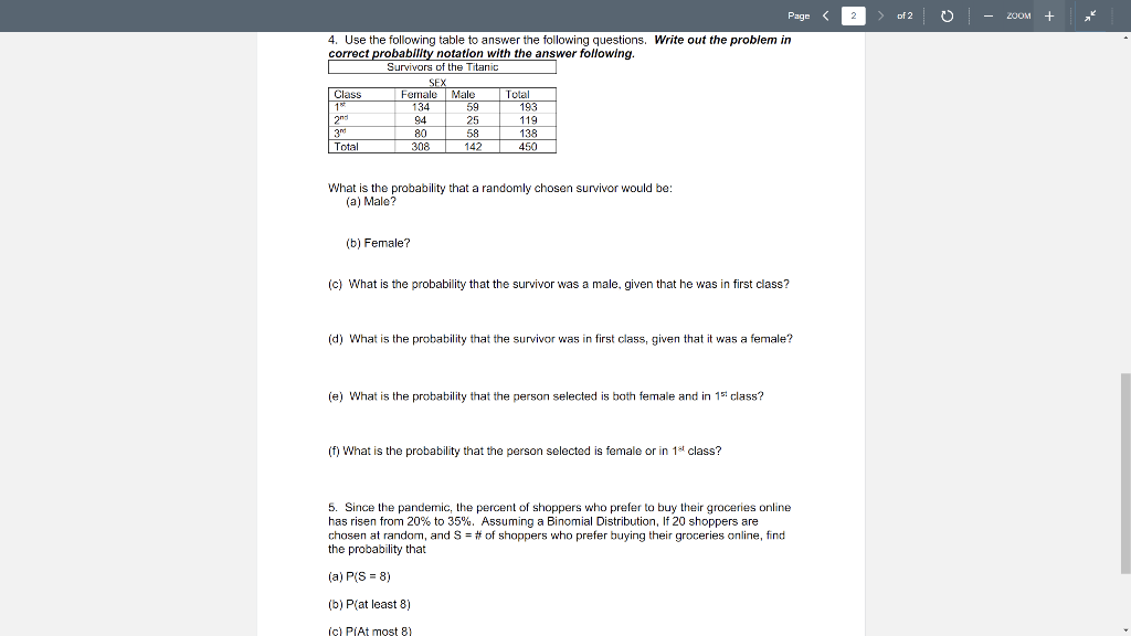Solved For the following problems, write the event described | Chegg.com