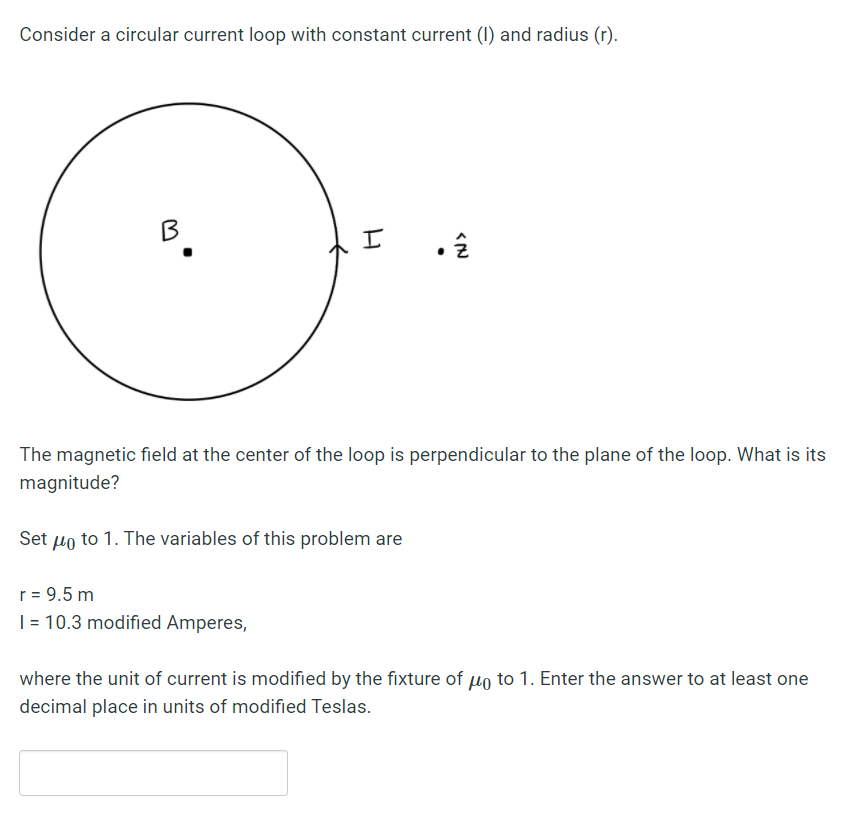 Solved Consider a circular current loop with constant | Chegg.com