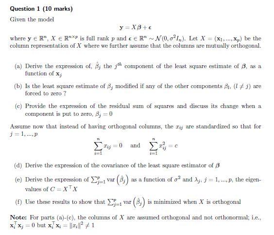 Solved y=Xβ+ϵ where y∈Rn,X∈Rn×p is full rank p and | Chegg.com