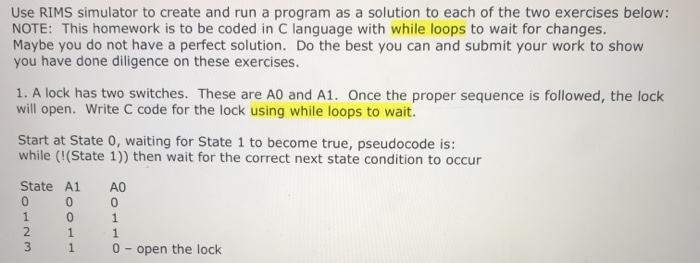 Solved Use RIMS simulator to create and run a program as a | Chegg.com