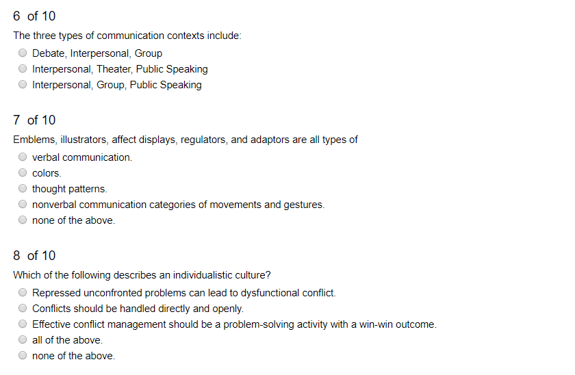 Solved 6 of 10 The three types of communication contexts | Chegg.com