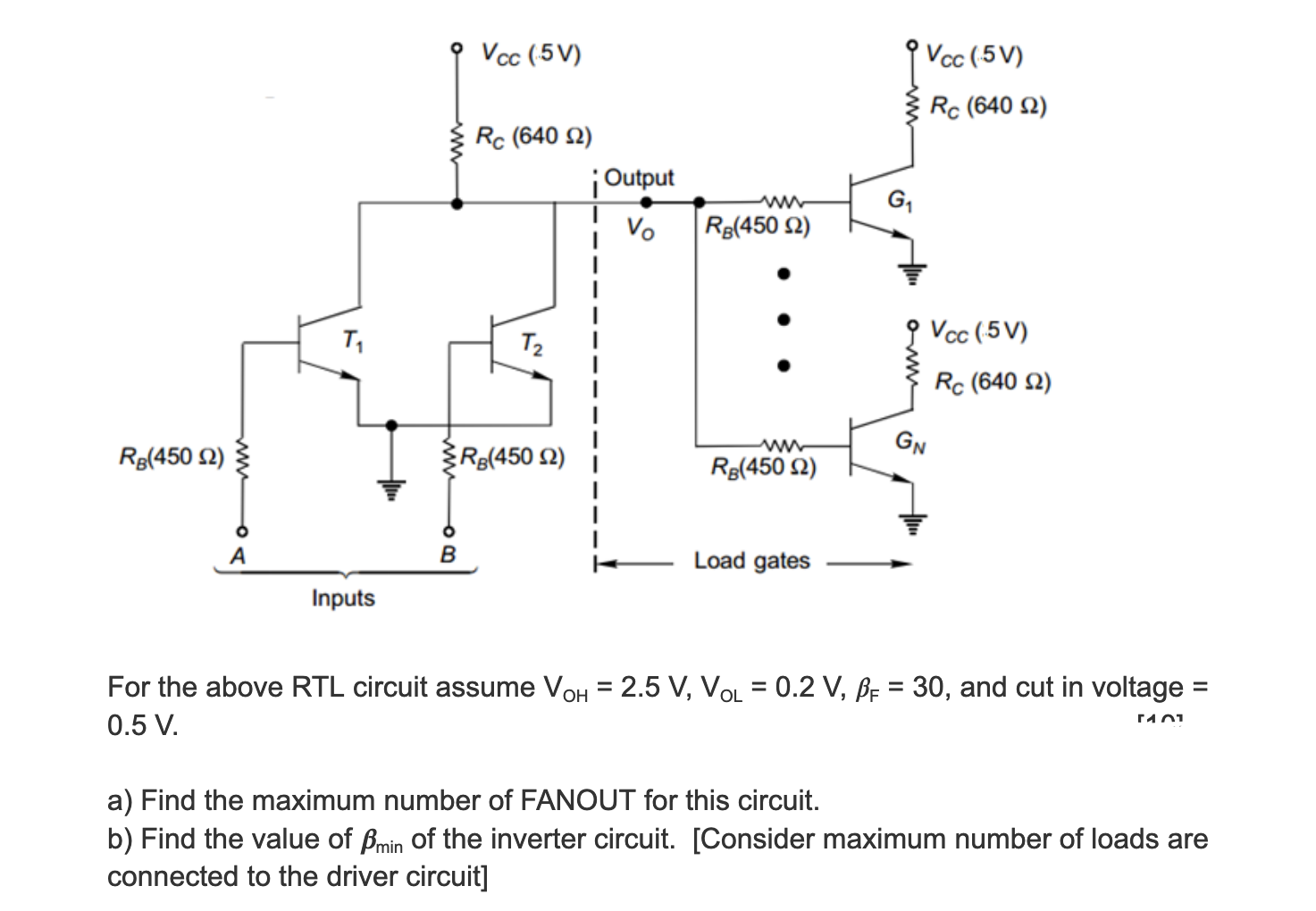Solved For the above RTL circuit assume VOH=2.5 V, VOL=0.2 | Chegg.com