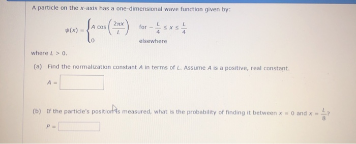 Solved A Particle On The X Axis Has A One Dimensional Wave