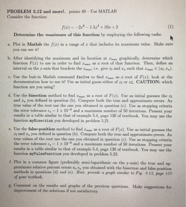 Need the matlab code for this problem | Chegg.com