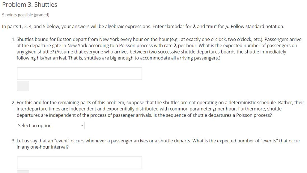 Solved Problem 3. Shuttles 5 points possible (graded In | Chegg.com