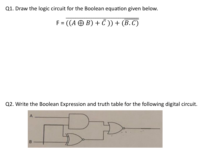 Solved Q1. ﻿Draw the logic circuit for the Boolean equation | Chegg.com