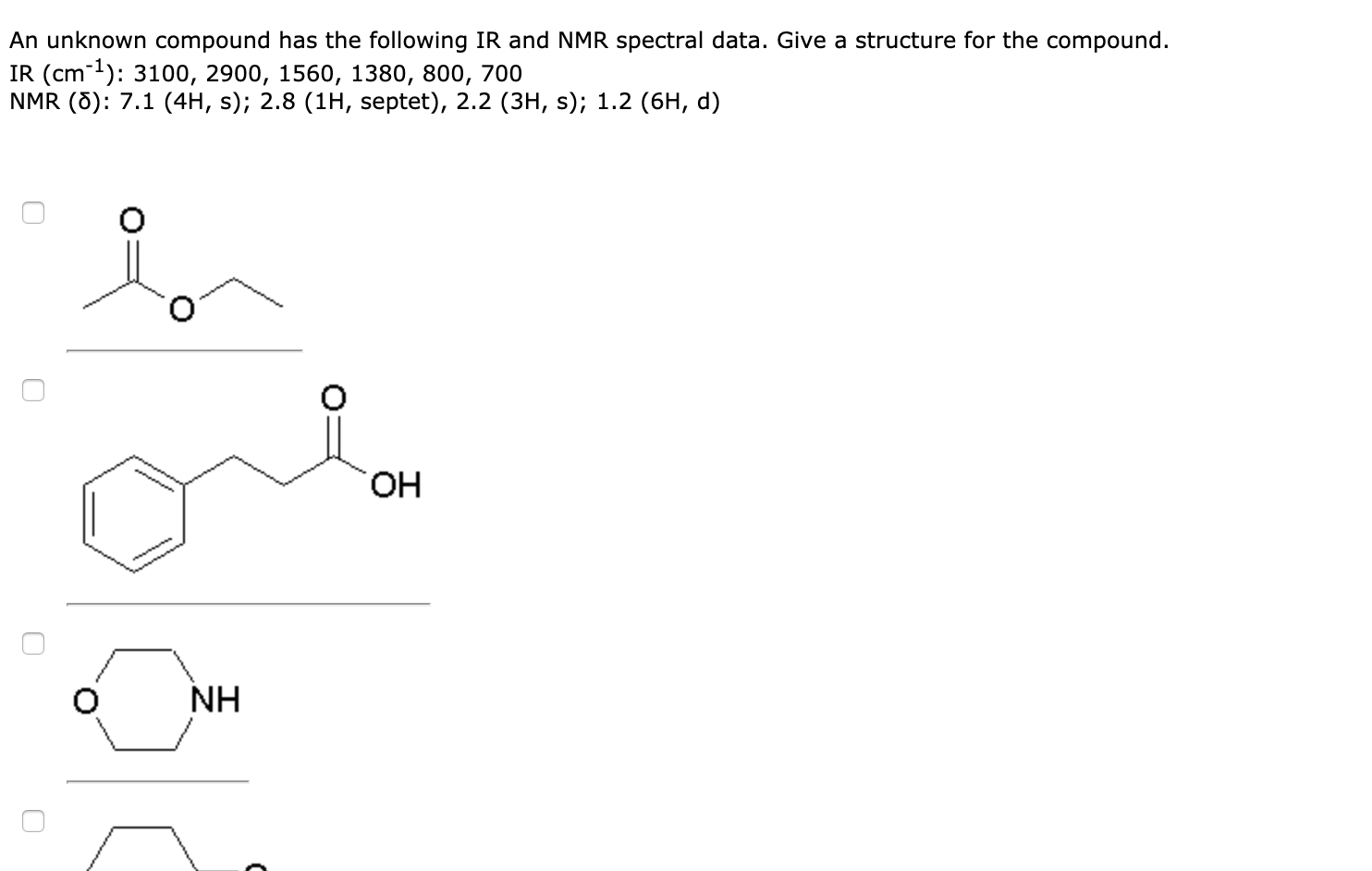 Solved An unknown compound has the following IR and NMR | Chegg.com