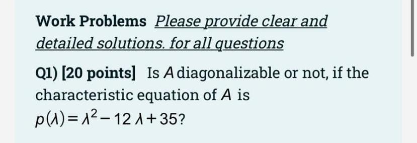 Solved Work Problems Please provide clear and detailed | Chegg.com