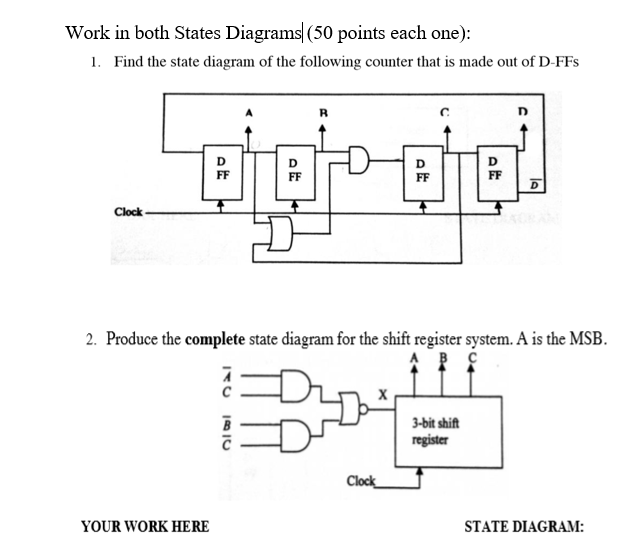 Solved Work in both States Diagrams (50 points each one): 1. | Chegg.com