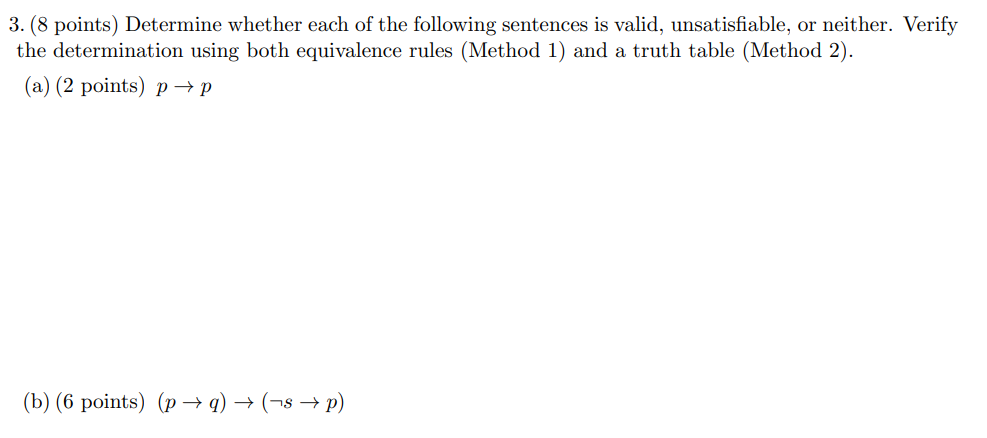 Solved 3. (8 points) Determine whether each of the following | Chegg.com