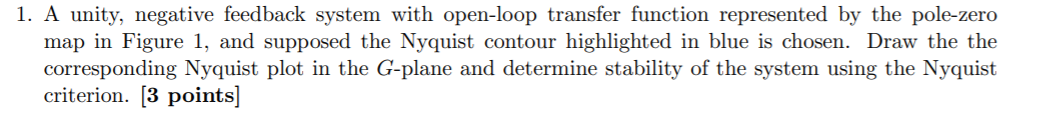 Solved 1. A unity, negative feedback system with open-loop | Chegg.com