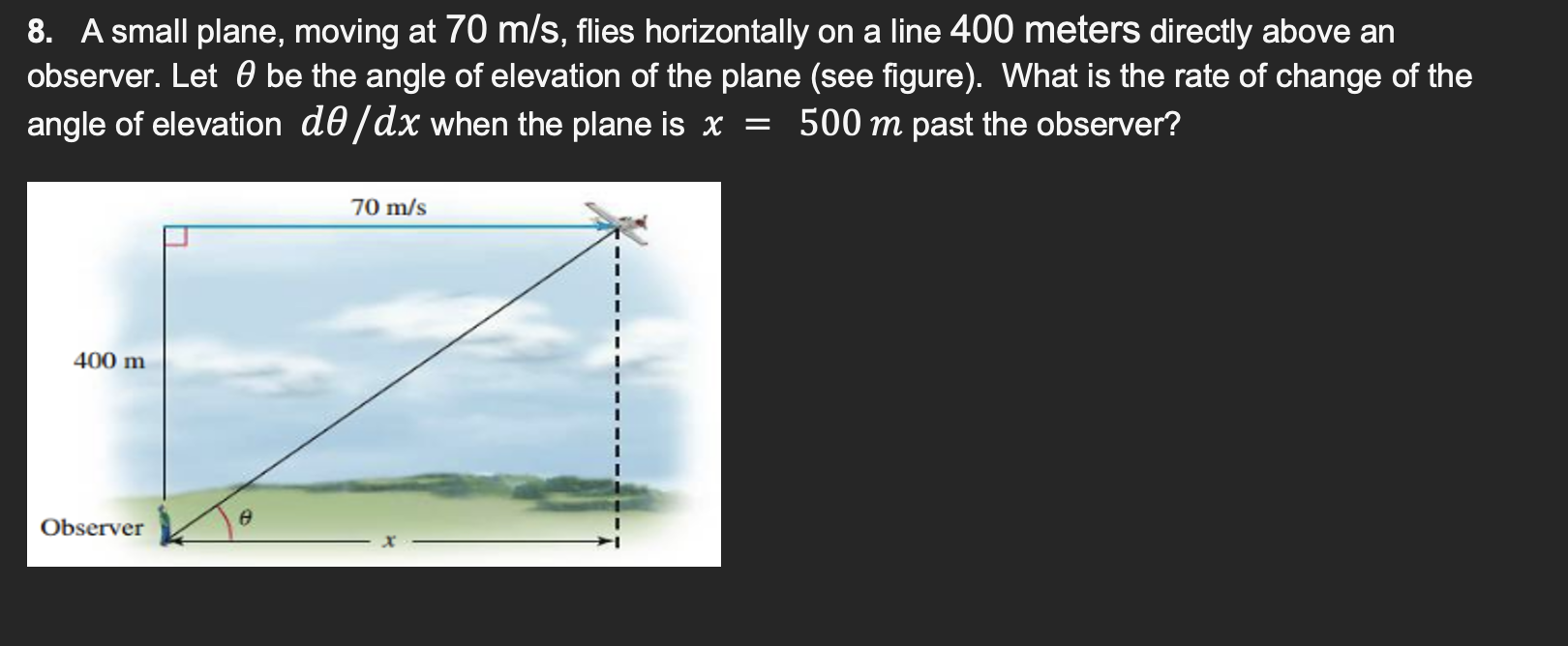Solved 8. A small plane, moving at 70 m/s, flies | Chegg.com