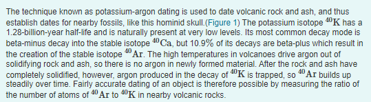 Solved The technique known as potassium-argon dating is used | Chegg.com