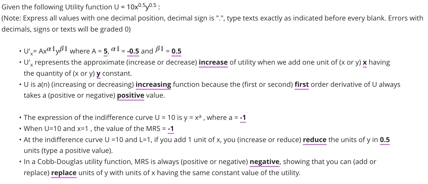 Solved Given the following Utility function U = 10x0.5y0.5 : | Chegg.com