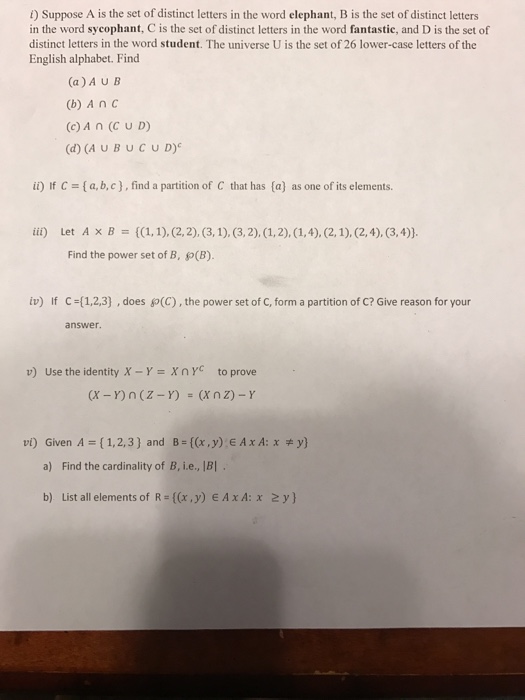 Solved Suppose A is the set of distinct letters in the word | Chegg.com
