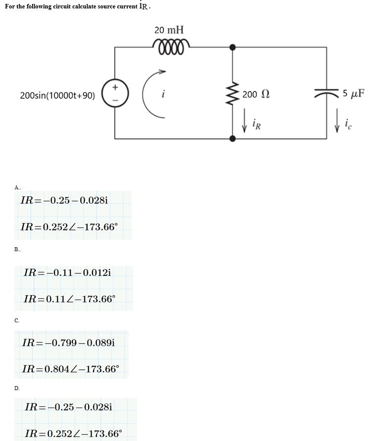 Solved For the following circuit calculate source current | Chegg.com