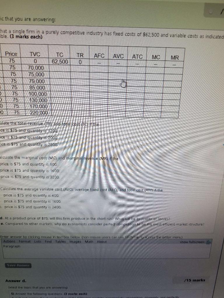 hat a single firm in a purely competitive inceastry | Chegg.com