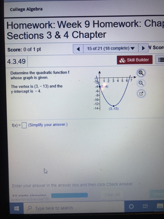 Solved College Algebra Homework: Week 9 Homework: Chap | Chegg.com