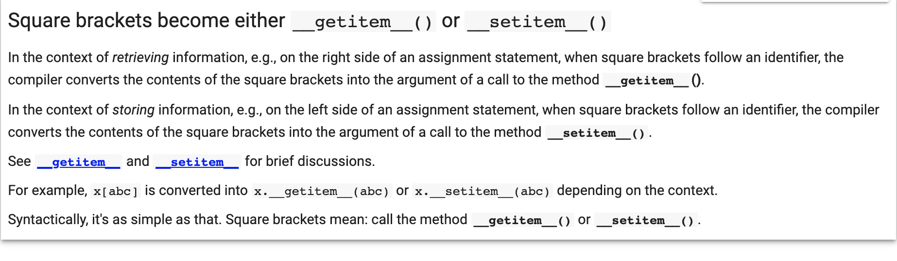 Solved Square brackets become either getitem_() or | Chegg.com