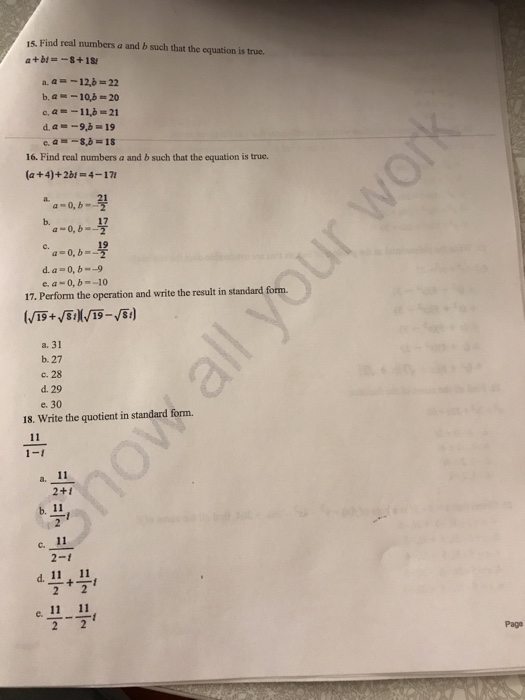 Solved 15. Find real numbers a and b such that the equation | Chegg.com