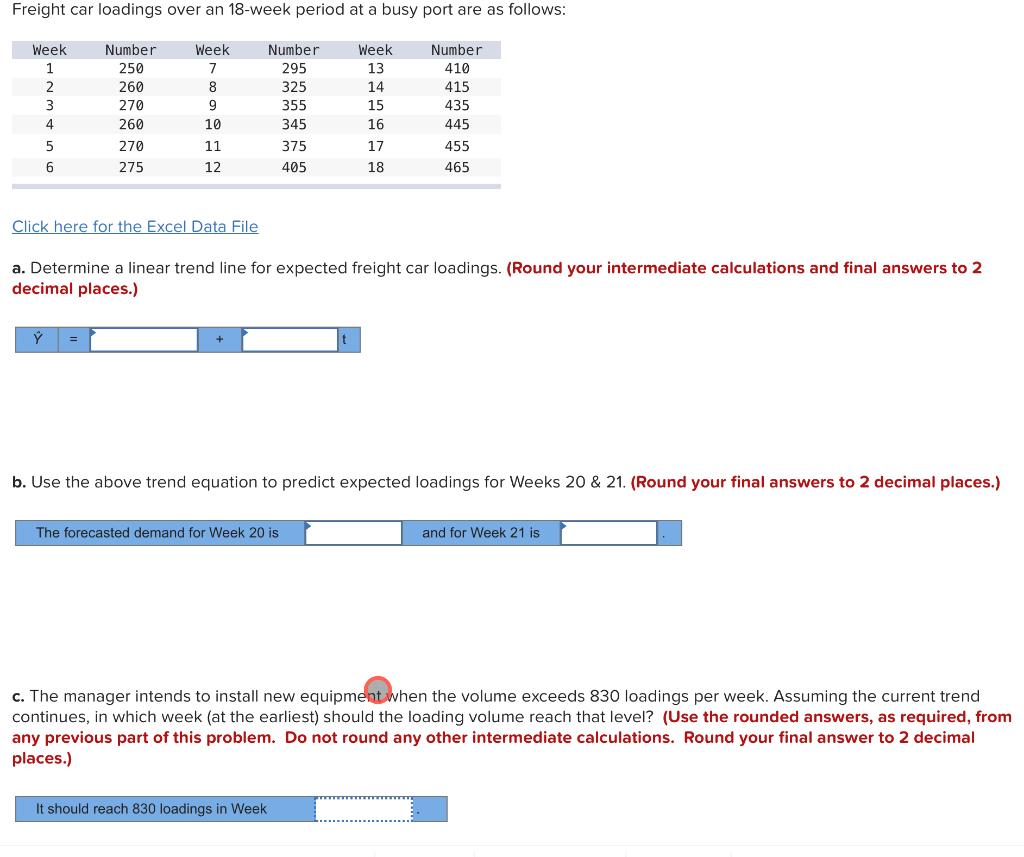 Solved Click here for the Excel Data File a. Determine a | Chegg.com