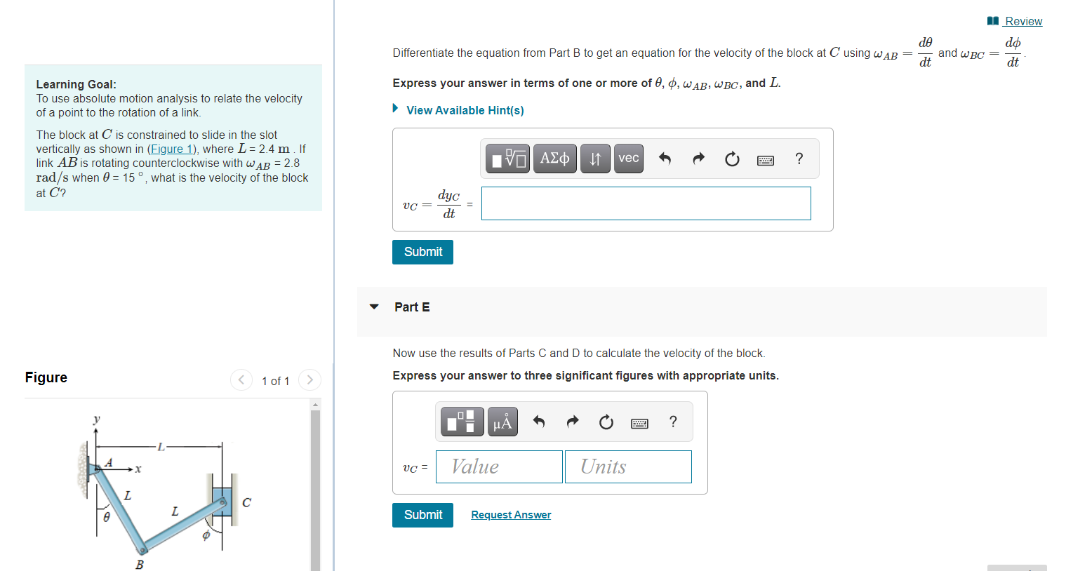 Solved Part A Learning Goal: To use absolute motion analysis | Chegg.com
