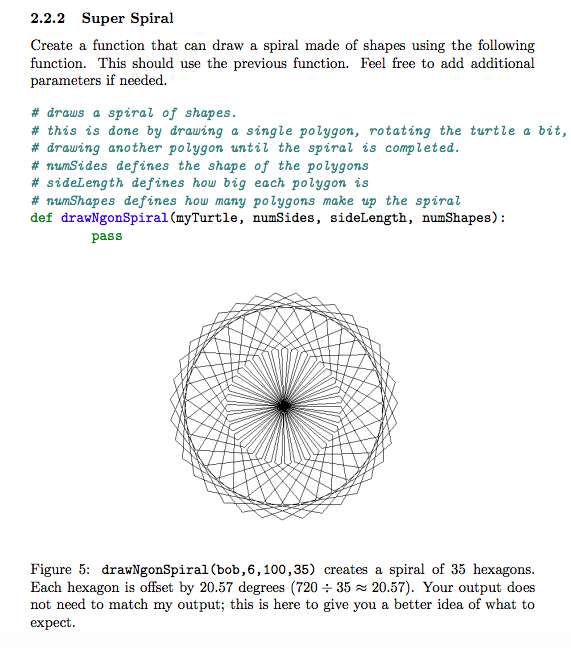 Solved 22 Spirals 221 N Sided Polygon Create A Function 8516
